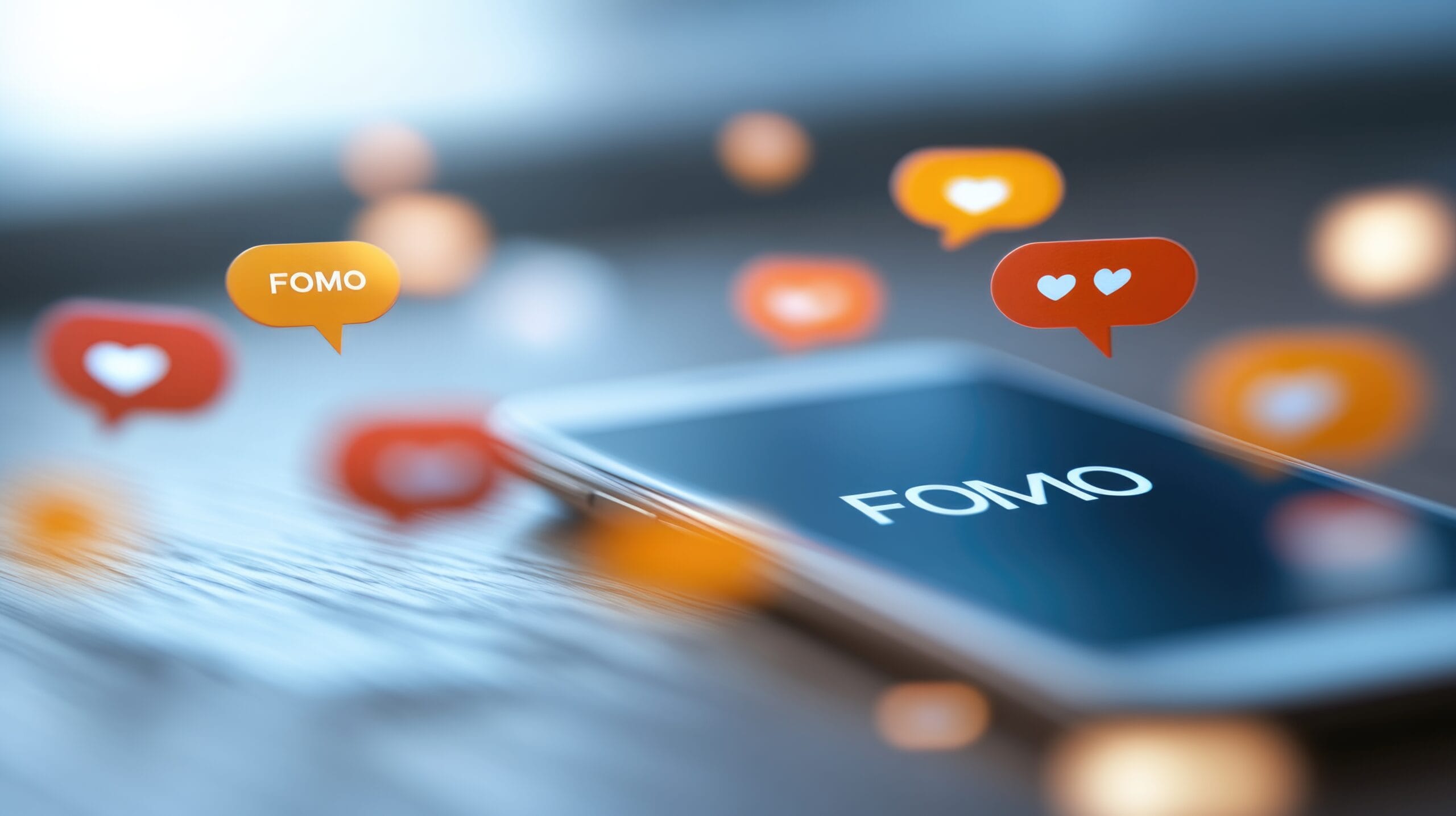 Social media fomo concept with smartphone and notification icons - Converge